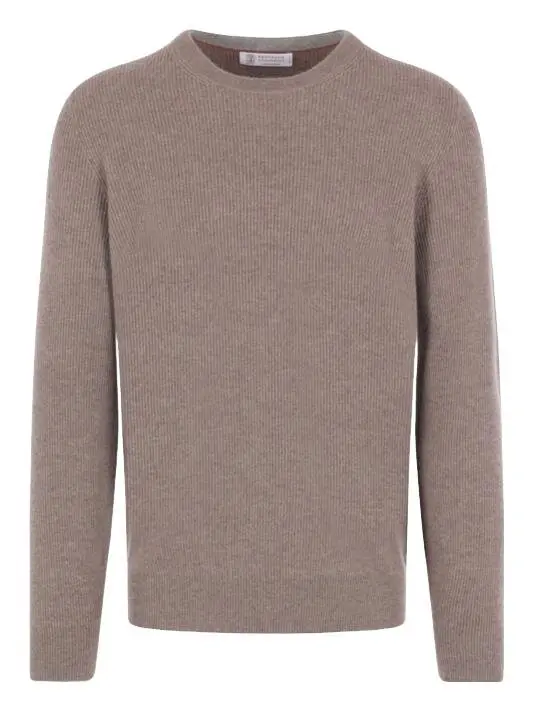 Brunello Cucinelli Ribbed Crew Neck Jumper - Gray