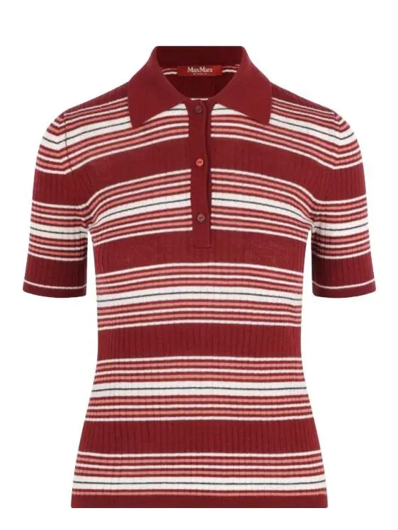 Max Mara Striped Short-sleeve Polo Shirt - Red
