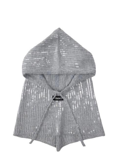 Pinko Sequin-embellished Ribbed-knit Hood - Grey