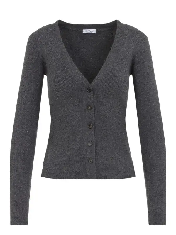 Brunello Cucinelli Long Sleeve Knit Top - Grey