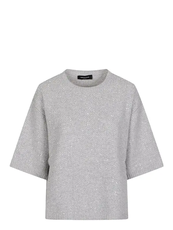Fabiana Filippi Short Sleeve Crew Neck Sweater - Gray