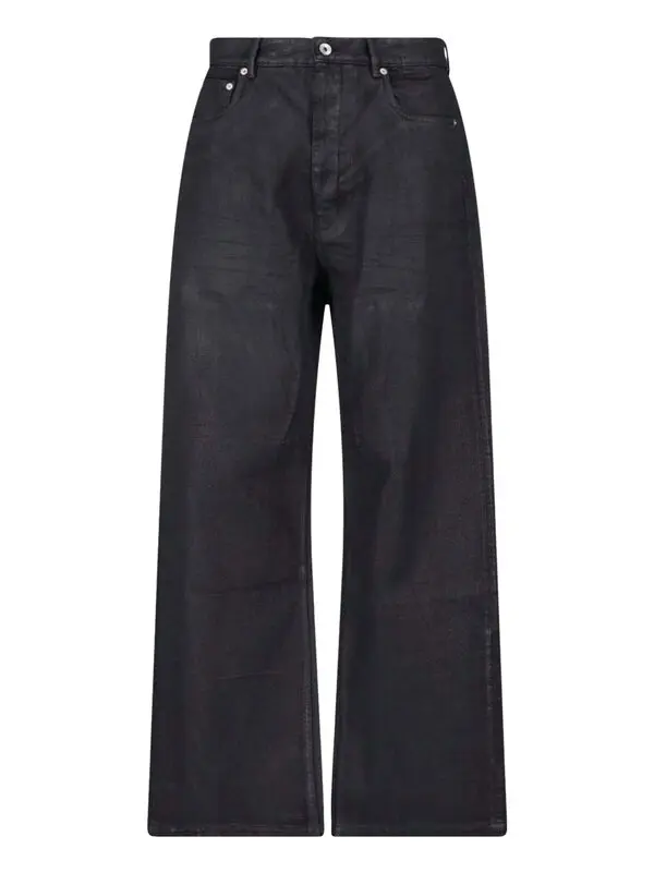 Rick Owens Geth Waxed Wide-leg Jeans - Black