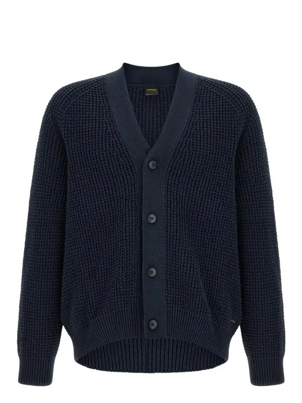 Hugo Boss Honeycomb V-neck Cardigan - Blue