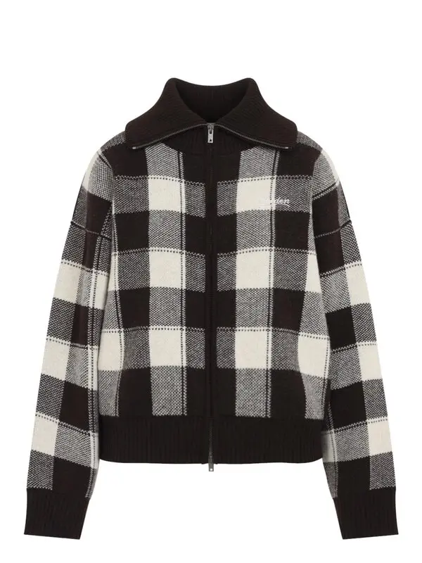 GOLDEN GOOSE Plaid Zip-up Cardigan - Black