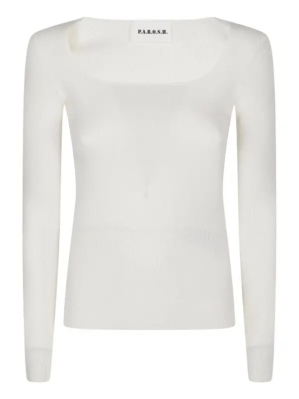 P.a.r.o.s.h Ribbed Knit Square Neck T-shirt - No