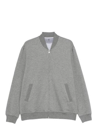 Brunello Cucinelli Zip-up Sweater With Ribbed Details - Grey