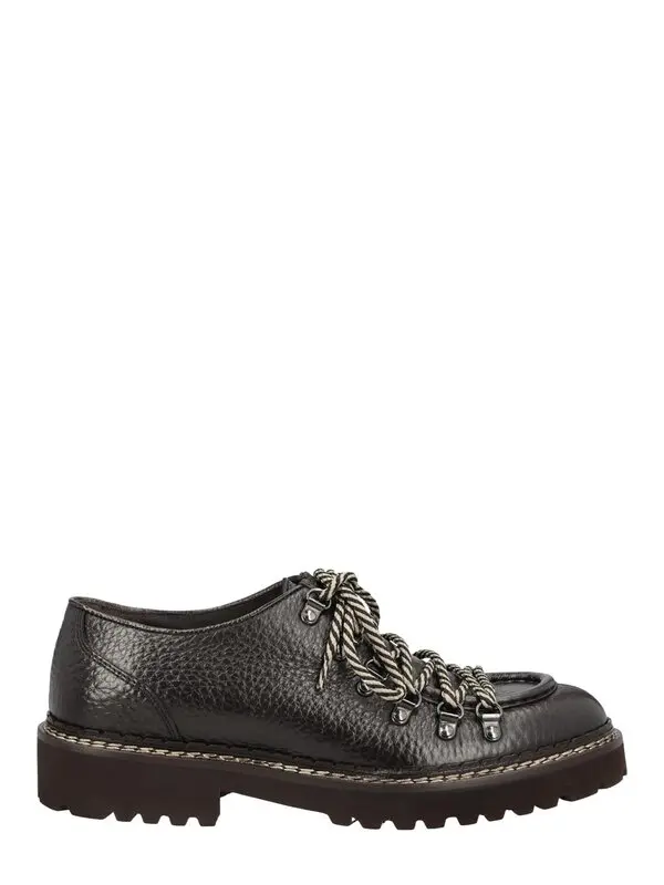 DOUCAL'S Round Toe Lace-up Casual Shoes - Black
