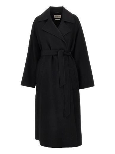 Max Mara Belted Wrap Single-breasted Coat - Black