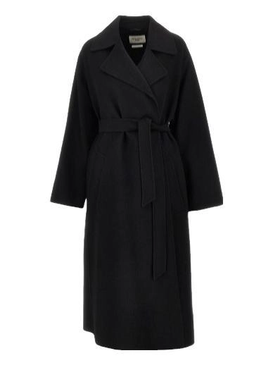 Max Mara Belted Long Coat - Black
