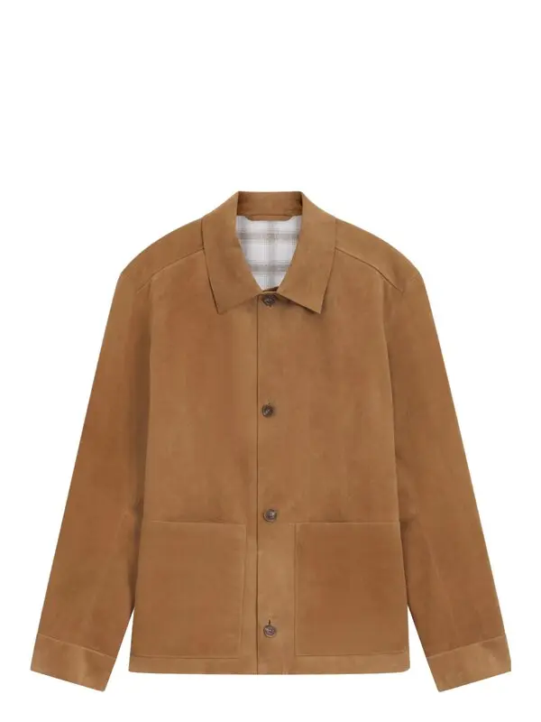 Hugo Boss Suede Button-up Leather Jacket - Beige