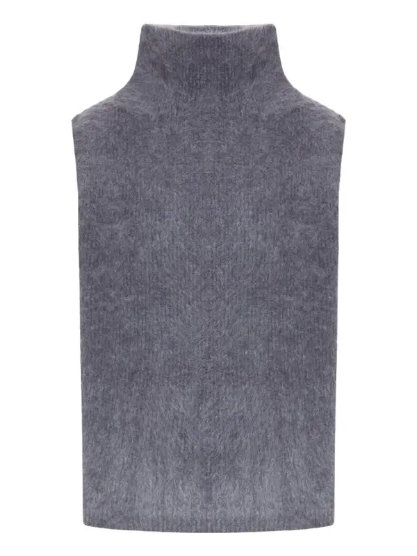 LISA YANG Turtleneck Vest Sweater - Graphite Brushed