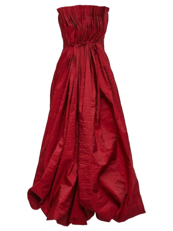Magda Butrym Pleated Corset Bubble Midi Dress - Red