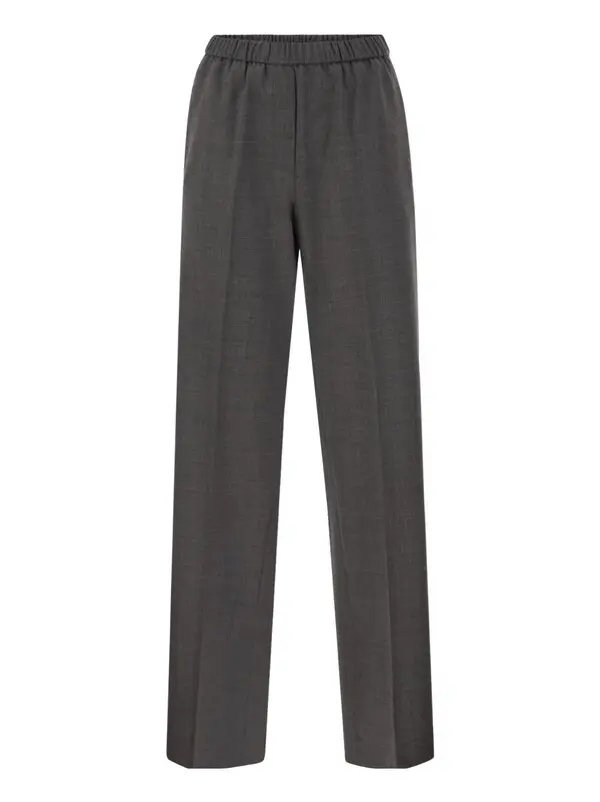 Peserico Elastic Waist Straight Leg Trousers - Black