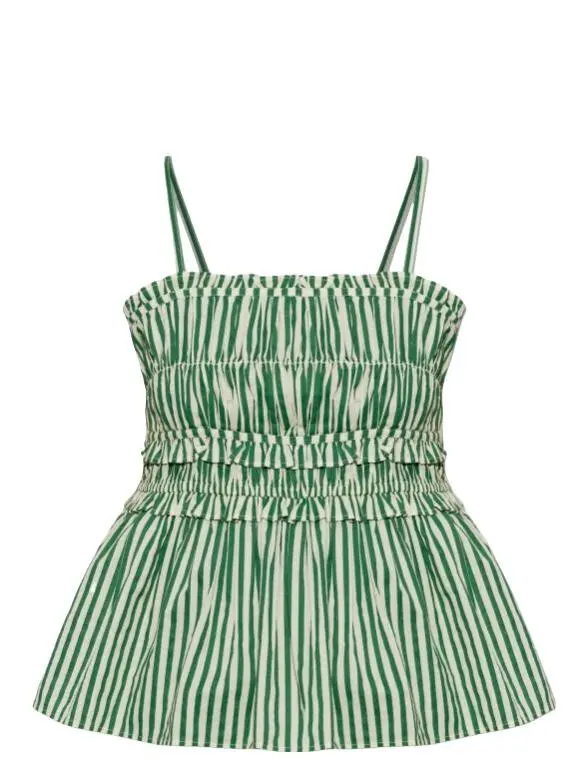 ALLSAINTS Kali Smocked Striped Top - Green