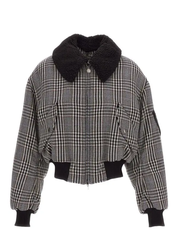 Stella McCartney Checked Bomber Jacket - Black
