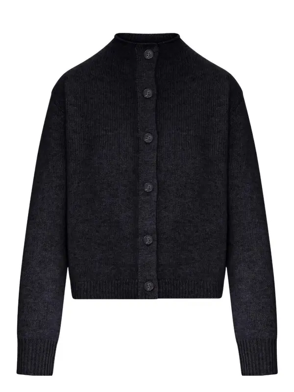 LISA YANG Crew Neck Cardigan - Black