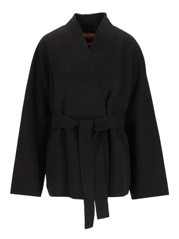 Max Mara Wool Belted Coat - Black