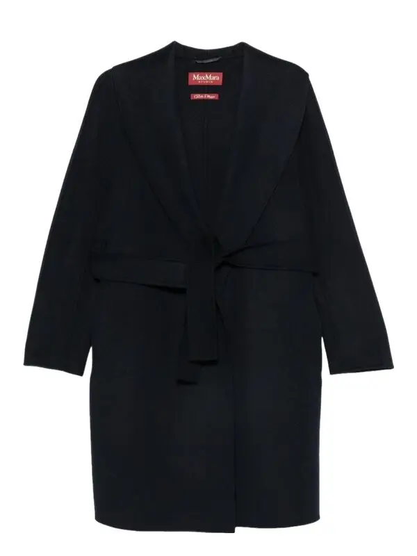 Max Mara Long-sleeved Wrap Coat - Navy Blue