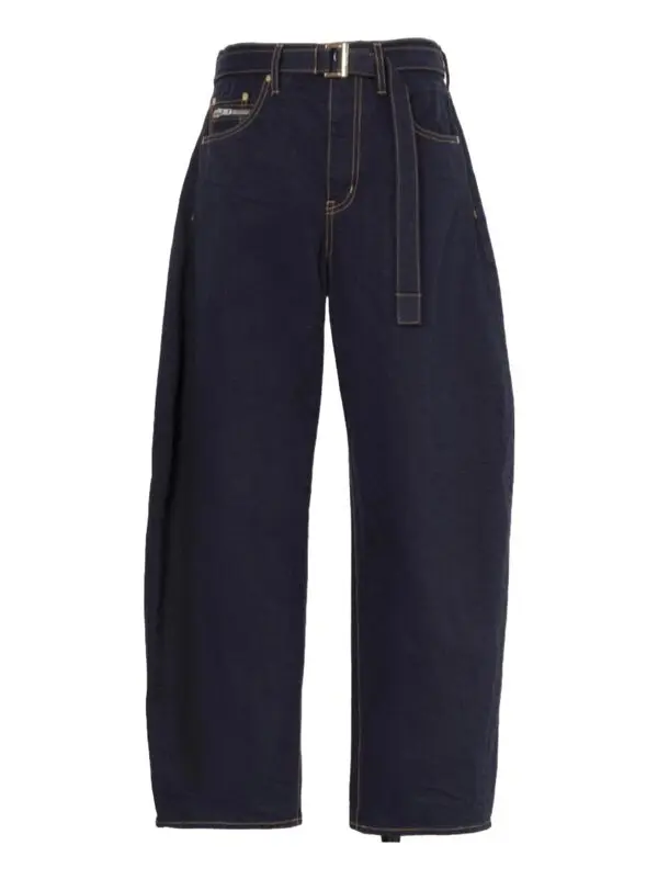 Sacai Belted Wide-leg Jeans - Navy