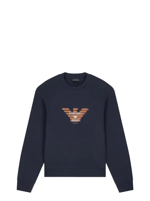 Emporio Armani Double Jersey Crewneck Sweatshirt With Logo - Navy Blue