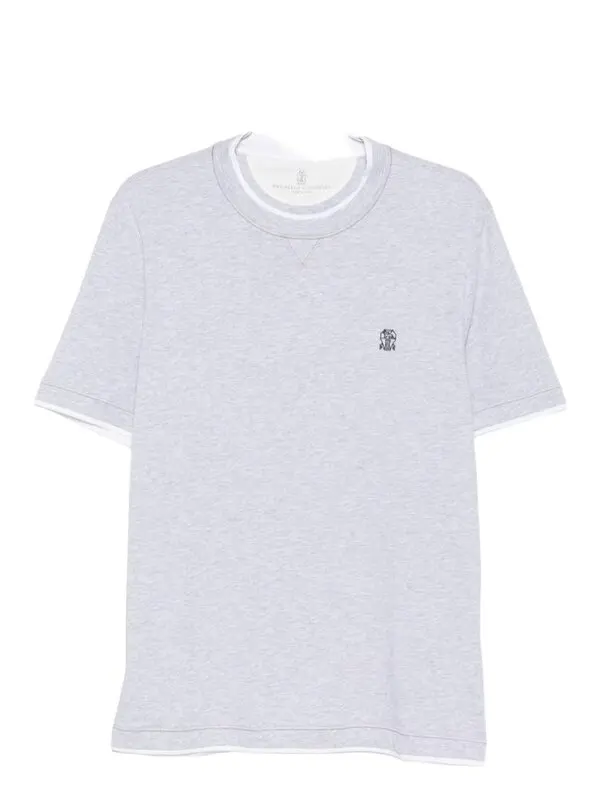 Brunello Cucinelli Logo-embroidered Crew-neck T-shirt - Grey