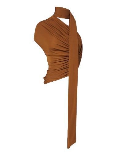 Christopher Esber Vienna Draped Scarf-detail Jersey Top - Brown