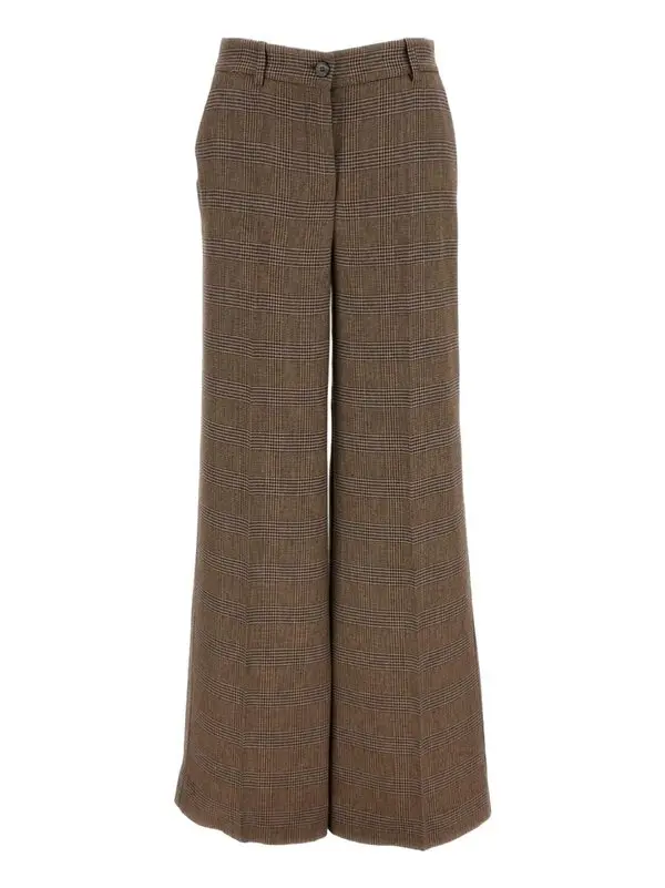 P.a.r.o.s.h Wool-blend Plaid Wide Leg Trousers - Multi-color