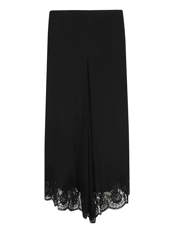 P.a.r.o.s.h Arnia Midi Skirt With Lace Trim - Black
