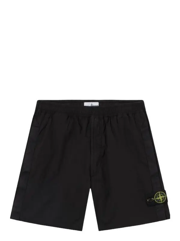 Stone Island Loose Wide-leg Bermuda Shorts With Elastic Waist - Black