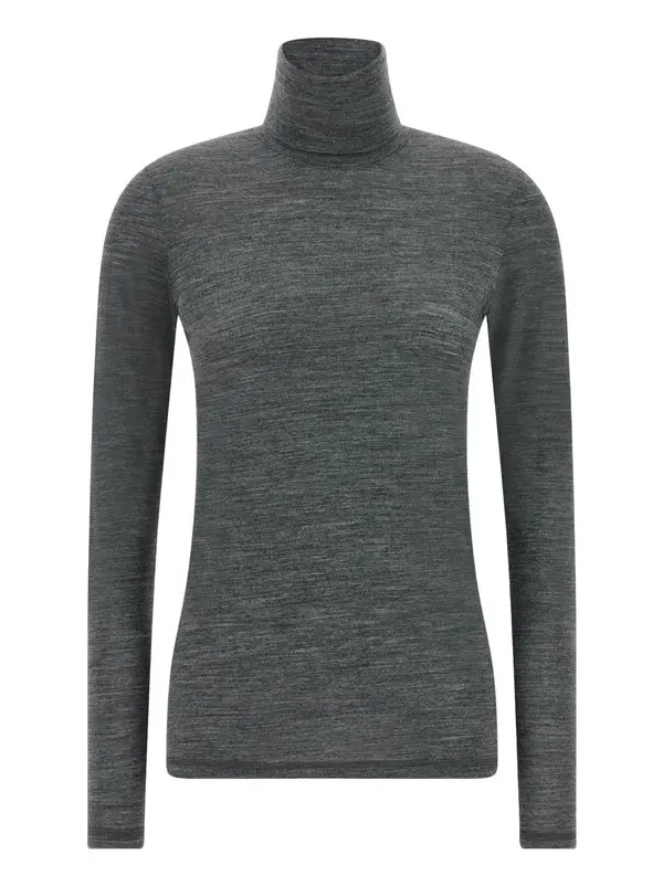 JIL SANDER Mock Neck Long Sleeve T-shirt - Gray