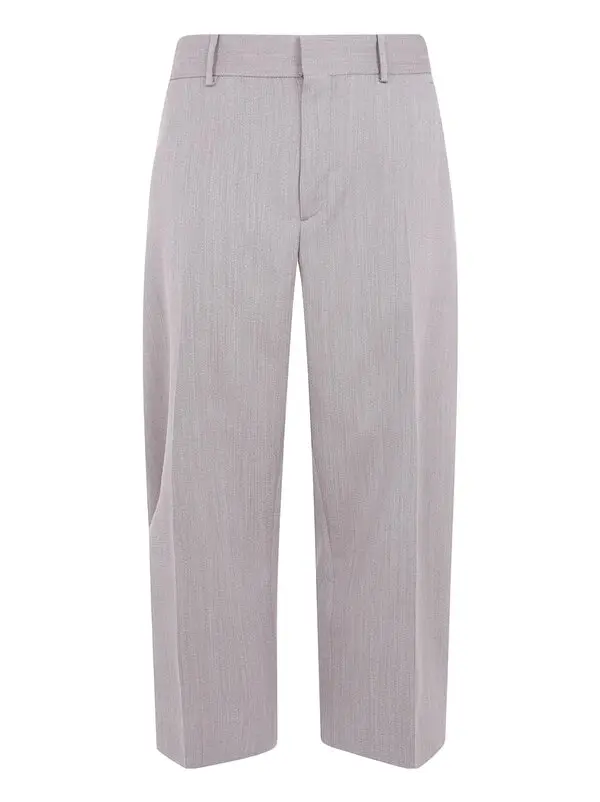 Studio Nicholson Fume Pleated Wide-leg Pants - Barkmelange