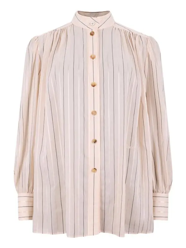 Chloé High-neck Striped Blouse - Pink/black