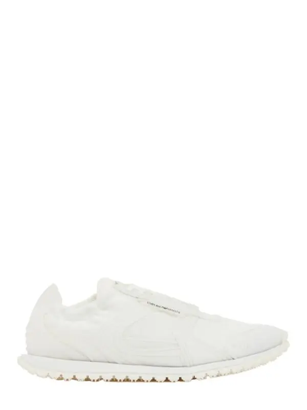 Emporio Armani Ripstop And Mesh Sneakers With Textured Rubber Sole - White