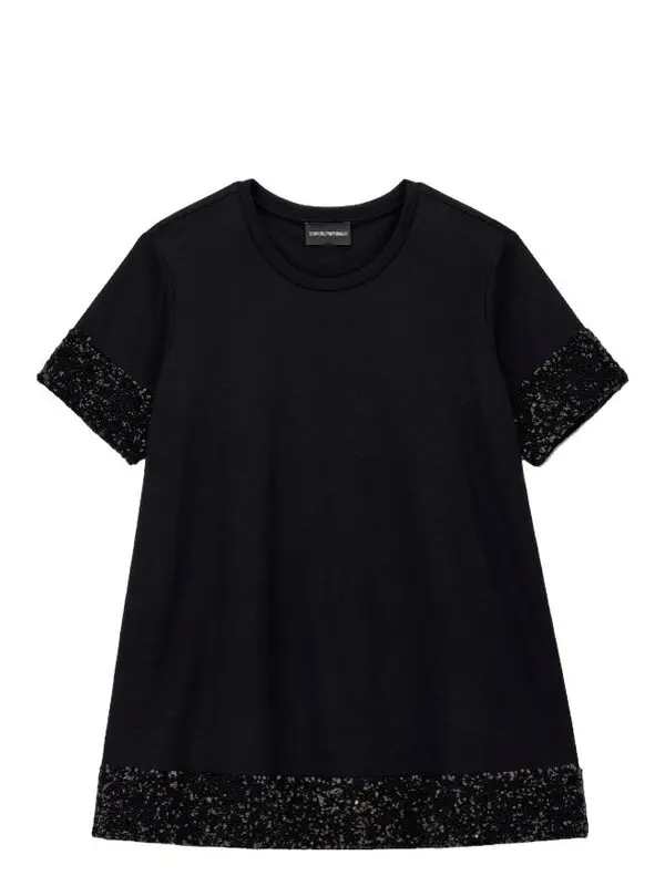 Emporio Armani Embellished Short-sleeve Jumper - Black