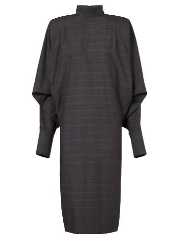 MUGLER Checked Draped Midi Dress - Brown