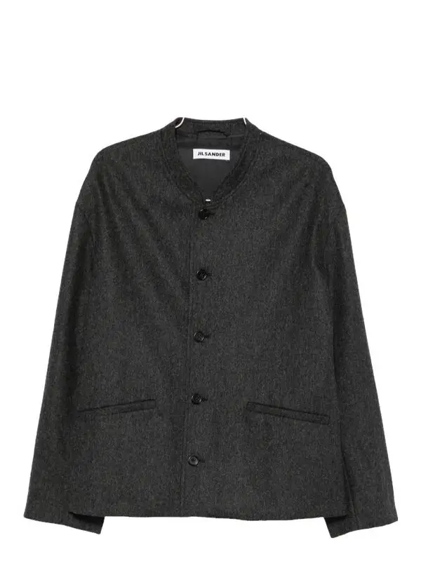 JIL SANDER Band-collar Single-breasted Jacket - Black