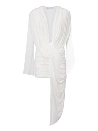 Christopher Esber Ripple Draped Asymmetric Mini Dress - White