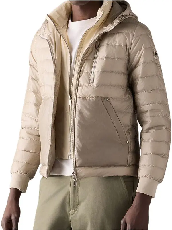 Moose Knuckles Long-sleeved Down Jacket With Zip Closure And Pockets - Alabaster