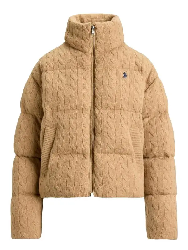 Polo Ralph Lauren Cable-knit Quilted Cotton Zip-up Jacket - Light Brown