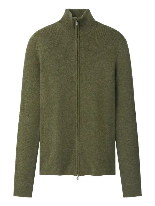 Fear Of God Long-sleeved Knit Zip-up Cardigan - Moss