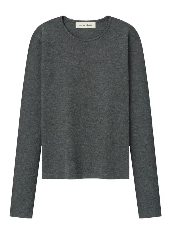 Fear Of God Long Sleeve Knit Crewneck With Back Logo Patch - Grey
