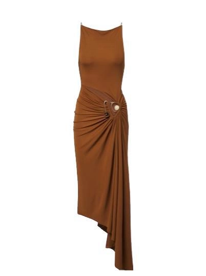 Christopher Esber Veer Spiral Crystal Draped Midi Dress - Brown