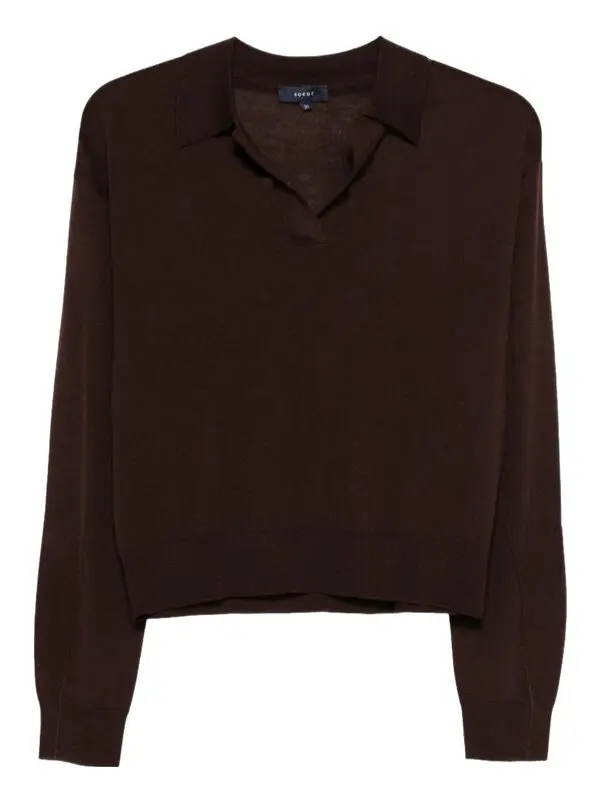 Soeur Long-sleeve Knit Top With Polo Collar - No