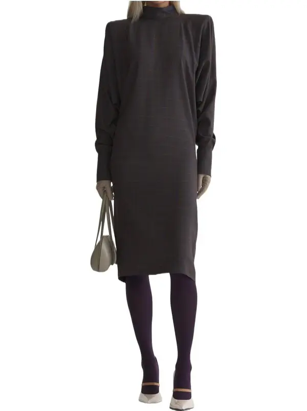 MUGLER High-neck Midi Dress With Raglan Sleeves - Brown