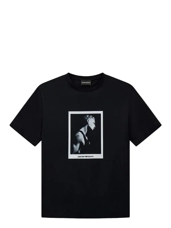 Emporio Armani Photographic-print Jersey T-shirt Signature Capsule - Black