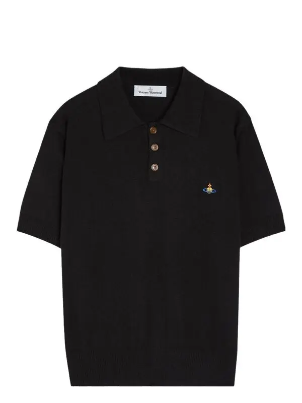 VIVIENNE WESTWOOD Orb Embroidered Polo Shirt - Black