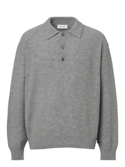 FRAME Wool Polo Sweater - Grey