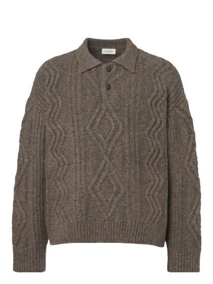 FRAME Cable-knit Wool And Alpaca-blend Polo Sweater - Brown