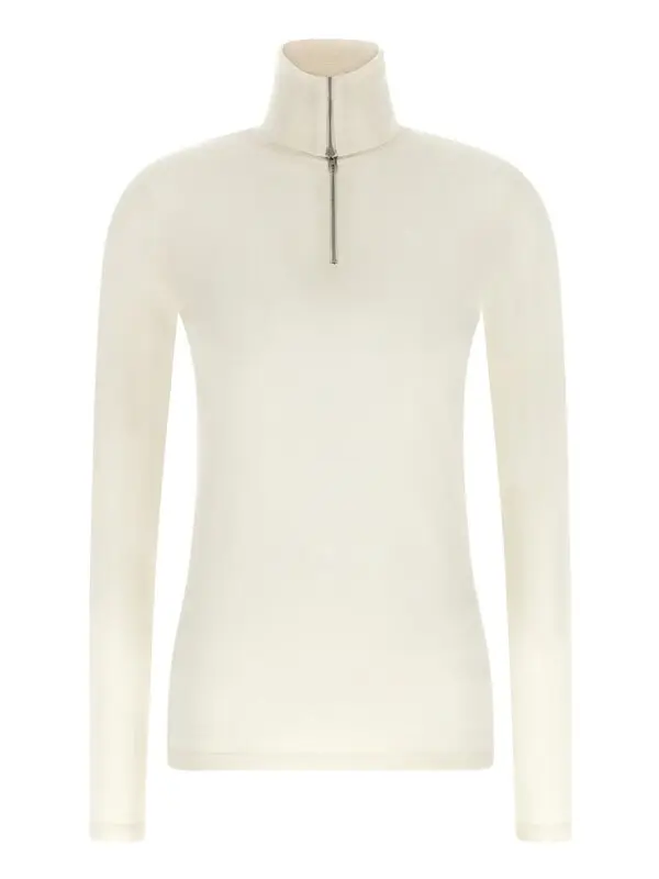JIL SANDER Half-zip High Neck Long Sleeve Sweater - White