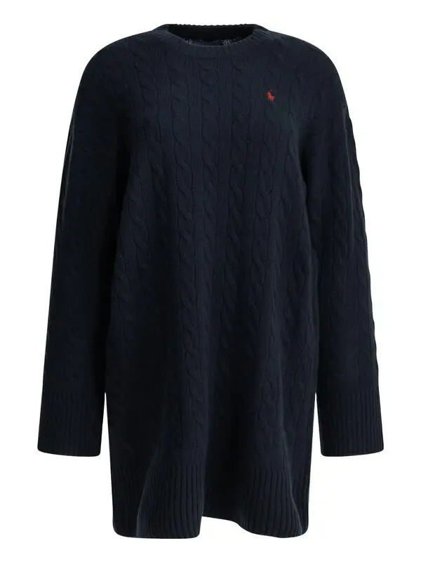 Polo Ralph Lauren Cable-knit Mini Dress With Embroidered Logo - Navy-blue